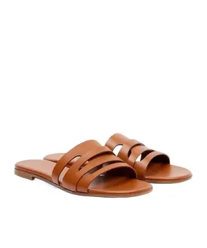 GIANVITO ROSSI Leather Slides - Brown