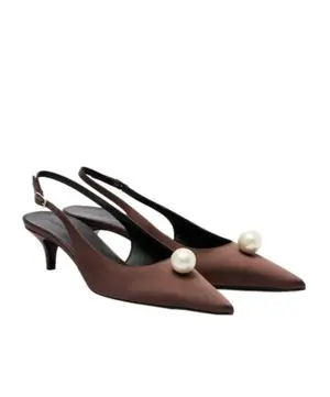 Magda Butrym Embellished Satin Slingback Pumps - Black