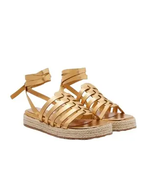 GIANVITO ROSSI Leather Espadrille Sandals - Nude