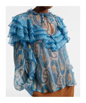 Etro Paisley Ruffled Silk Blouse