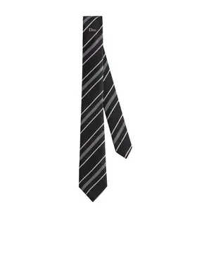 Dior Striped Tie - Black
