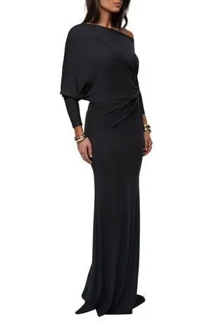 JLUXLABEL One-shoulder Long Sleeve Maxi Dress - Black