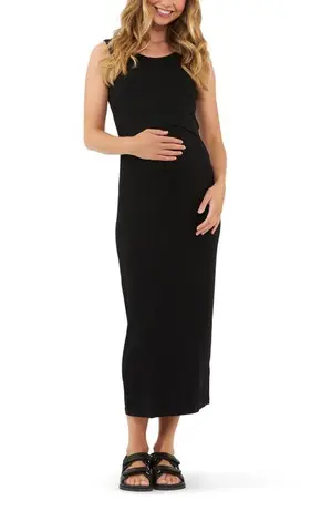 RIPE MATERNITY Rib Maxi Nursing Dress - Black