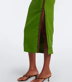Farm Rio Palm Tree Linen-blend Midi Dress