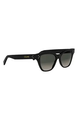 Celine 3 Dots 52mm Cat Eye Sunglasses - Shiny Black/gradient Smoke
