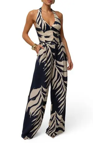 JLUXLABEL Halter Top & Wide Leg Pant Set - Blue