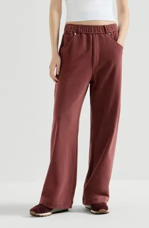 Brunello Cucinelli Cotton Smooth French Terry Trousers - Wine