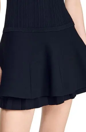 Sandro Short Knit Dress With Ruffles