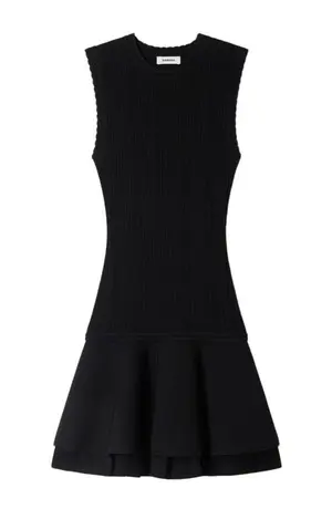 Sandro Short Knit Dress With Ruffles