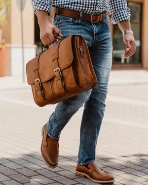 KORCHMAR Garfield Leather Briefcase - Pebbled Tan