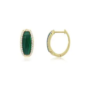 THE LOVERY FINE JEWELRY Cz Oval Hoop Earrings - Malachite