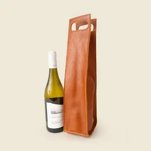 CASUPO Premium Leather Bottle Tote With Handle - Natural