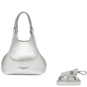 GIANNI CHIARINI Dua Leather Mini Hobo Bag - Silver