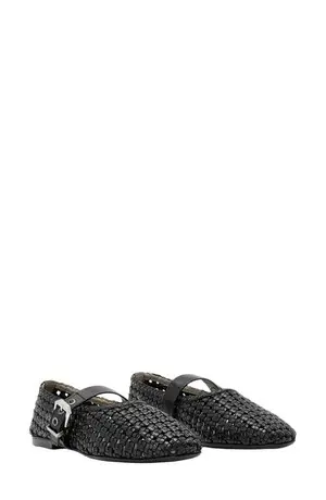ALLSAINTS Sabine Woven Leather Mary Jane Flat - Black