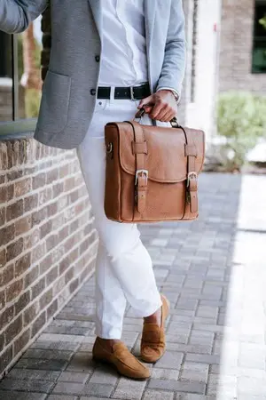 KORCHMAR Parker Leather Messenger & Wine Carrier