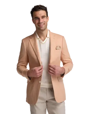 PAUL FREDRICK Cotton Blend Herringbone Single Breasted Notch Lapel Sport Coat