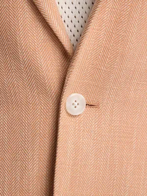 PAUL FREDRICK Cotton Blend Herringbone Single Breasted Notch Lapel Sport Coat