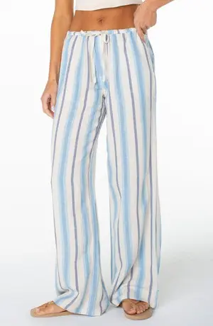 Roxy Iyla 2 Stripe Wide Leg Drawstring Pants - Cerulean