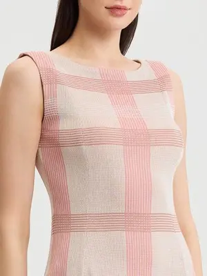 Misook A-line Multi Color Plaid Knit Dress