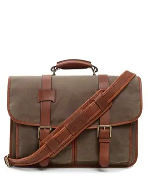 KORCHMAR Garfield Waxed Canvas Briefcase - Olive
