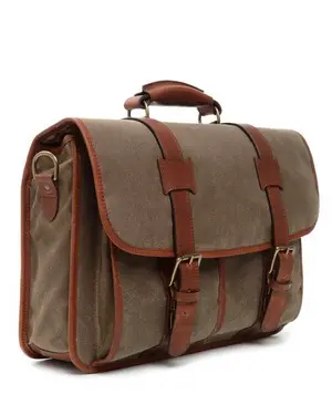 KORCHMAR Garfield Waxed Canvas Briefcase - Olive