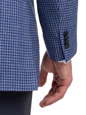 PAUL FREDRICK Wool Blend Houndstooth Double Breasted Peak Lapel Sport Coat