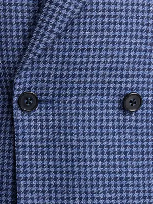 PAUL FREDRICK Wool Blend Houndstooth Double Breasted Peak Lapel Sport Coat