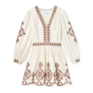 CARTOLINA Blake Embroidered Mini Dress Ivory