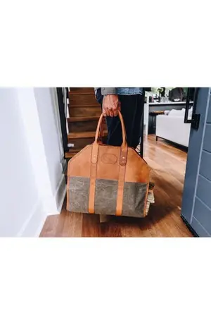 KORCHMAR Rayburn Waxed Canvas Log Carrier With Leather Trim