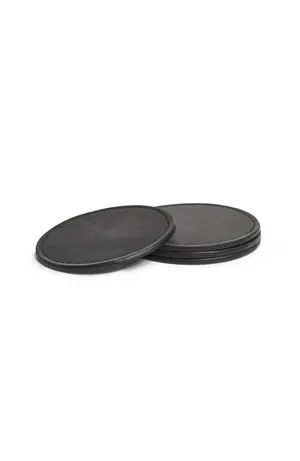 KORCHMAR Blake Leather Coaster Set - Black