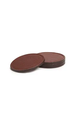 KORCHMAR Blake Leather Coaster Set - Chocolate