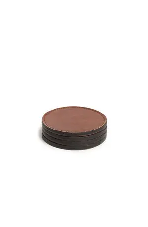 KORCHMAR Blake Leather Coaster Set Espresso