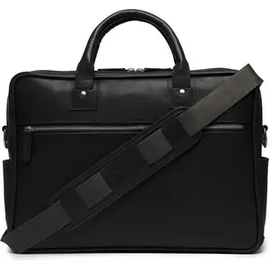 KORCHMAR Redford Leather Briefcase With Laptop Compartment - Black