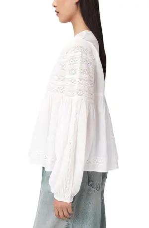 ALLSAINTS Neneh Lace Trim Eyelet Top