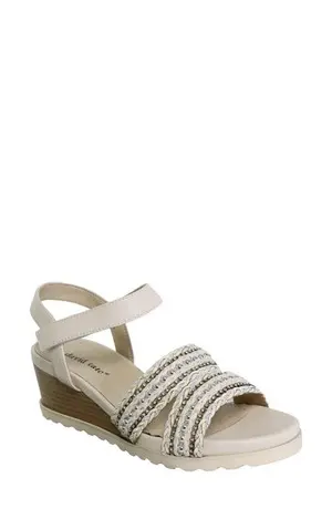 DAVID TATE Embellished Ankle Strap Wedge Sandals