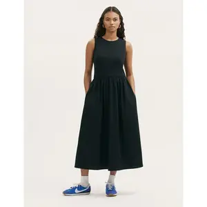 FINERY LONDON Georgie Cotton Sleeveless Midi Dress - Black