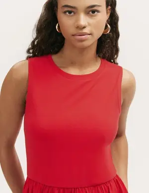 FINERY LONDON Georgie Sleeveless Cotton Midi Dress - Red
