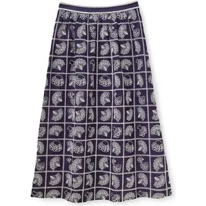 CARTOLINA Celine Eyelet Midi Skirt - Midnight Blue