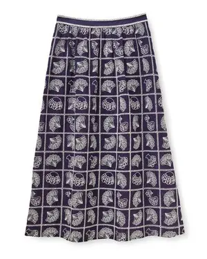 CARTOLINA Celine Eyelet Midi Skirt - Midnight Blue