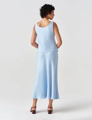 GHOST LONDON Nyla Cowl Neck Satin Top - Light Blue
