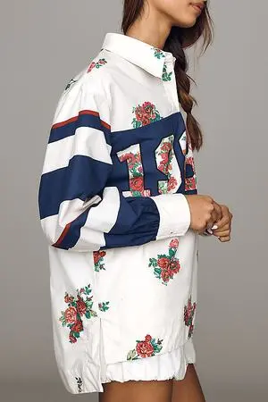 Maeve Cotton Rugby Shirt With Floral Embroidery