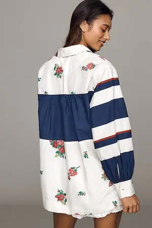 Maeve Cotton Rugby Shirt With Floral Embroidery