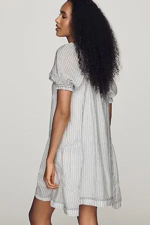 PILCRO Textured Puff-sleeve Mi Dress