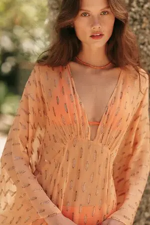 ELIZABETH GILLETT Sheer Cover-up Tunic - Orange
