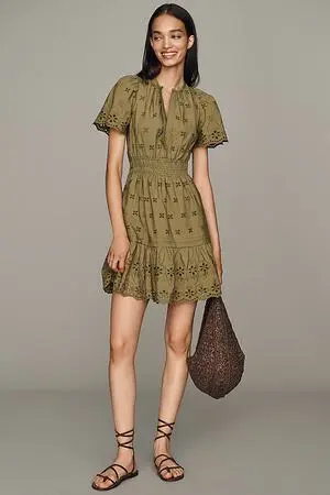 Anthropologie Somerset Smocked Mini Dress