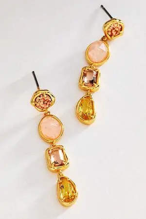 Anthropologie Organic Stone Drop Earrgs - Peach