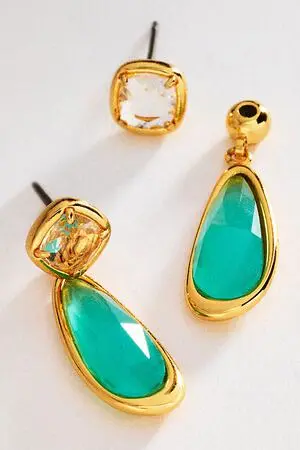Anthropologie Semi-precious Stone Drop Earrgs - Turquoise