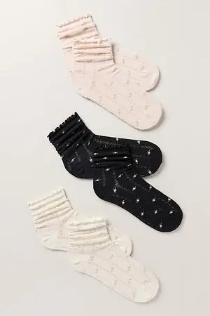 For Love & Lemons Pointelle Floral Crew Socks