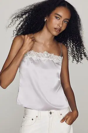 MARE MARE Square-neck Lace Tank Top - Lavender
