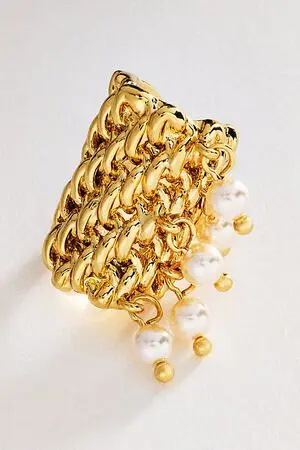 LUV AJ The Palma Pearl Ear Cuff - Gold